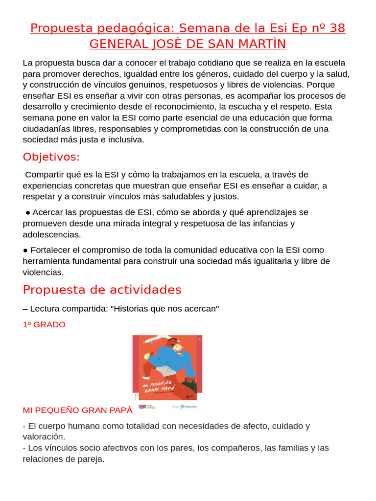 Semana de la ESI 2025: Propuesta educativa | PDF | Discriminación ...