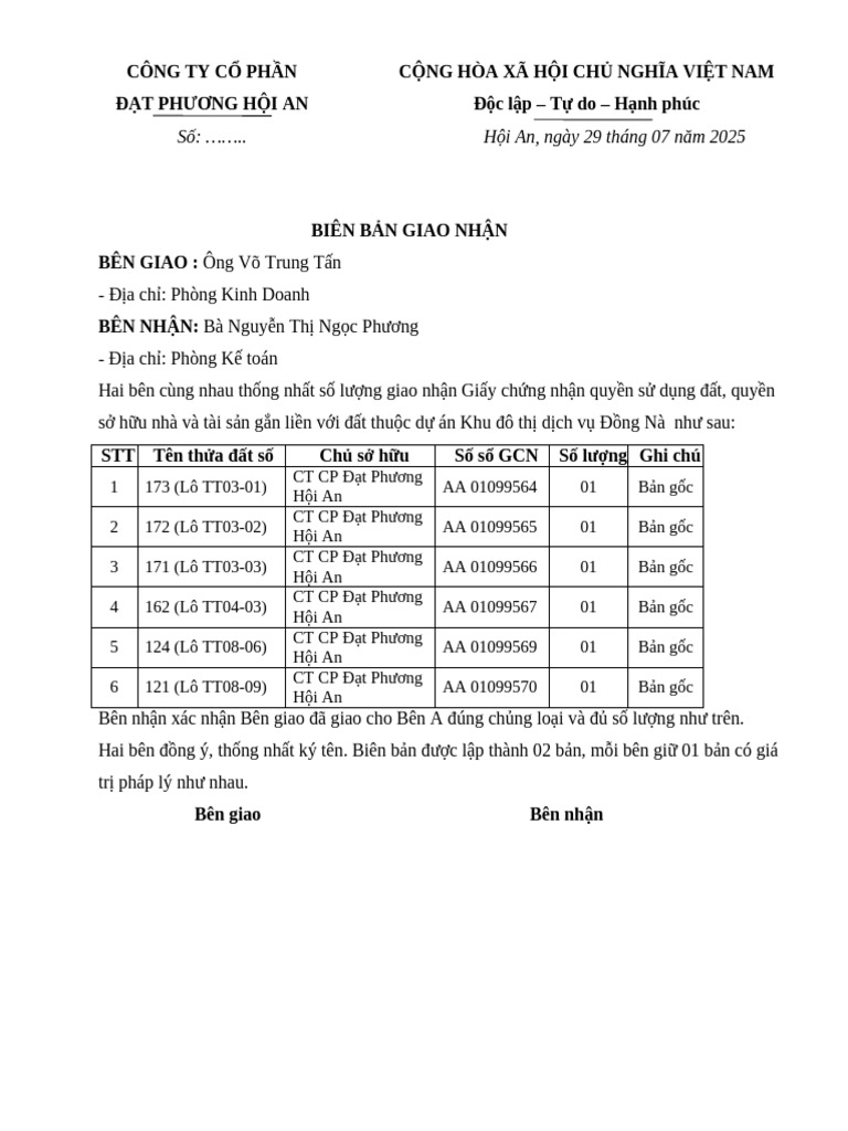 BB Giao Nhan Ho So | PDF