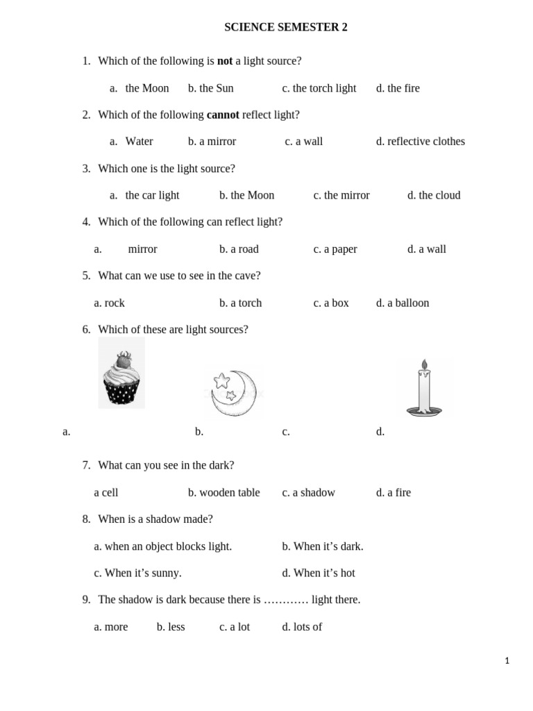 Science Quiz on Light and Electricity | PDF