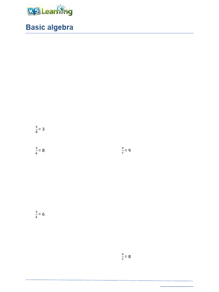Grade 5 Basic Algebra f | PDF