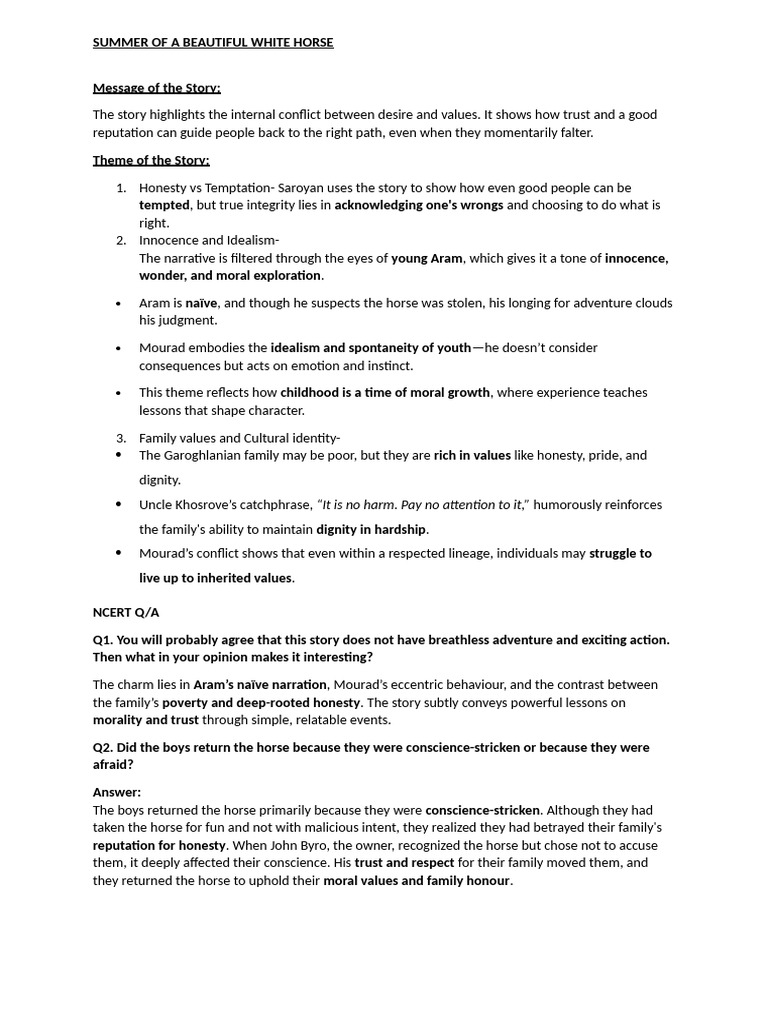 Moral Lessons in a Summer Adventure | PDF | Psychology | Psychological ...
