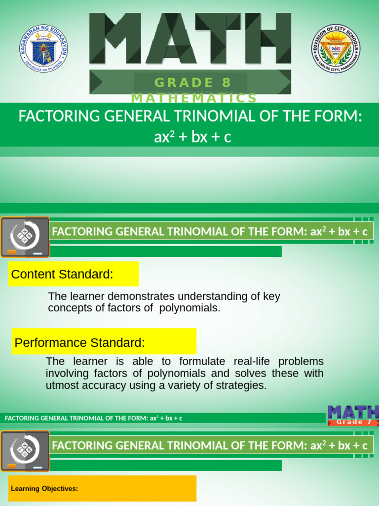 Factoring General Trinomials | PDF | Quadratic Equation | Factorization