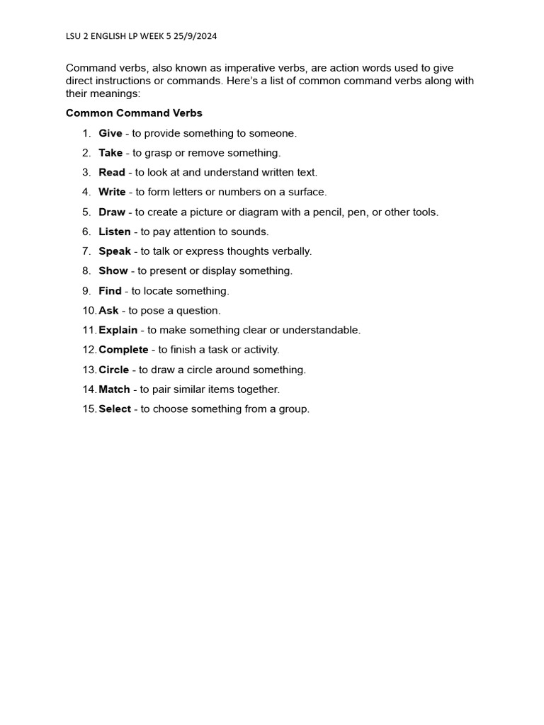 Command Verbs | PDF