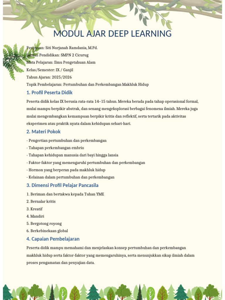 Modul Ajar Deeplearning Pertumbuhan Perkembangan Lengkap | PDF