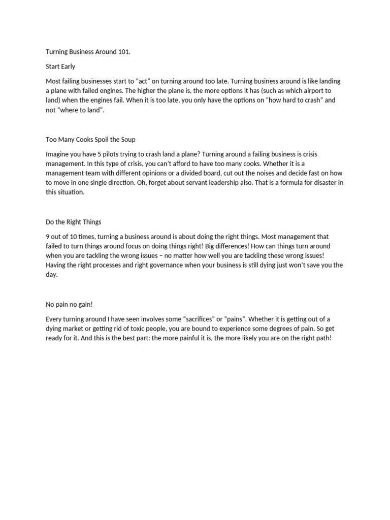 Turning Business Around 101 | PDF