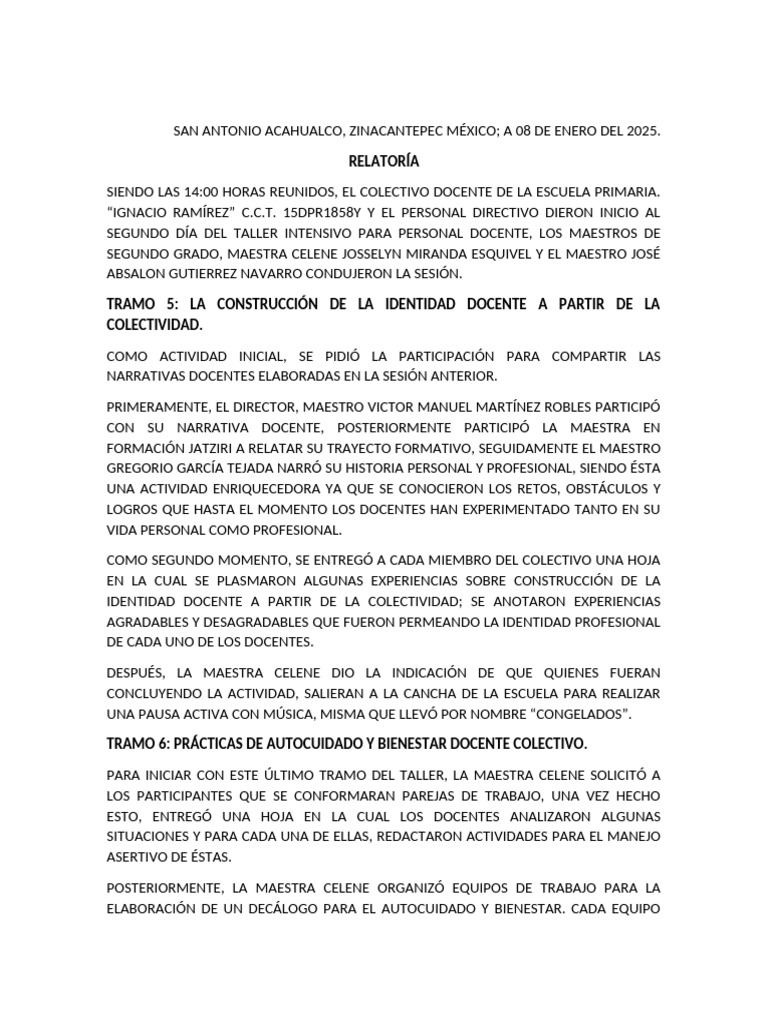 RELATORIA CTE ENERO 2025 | PDF