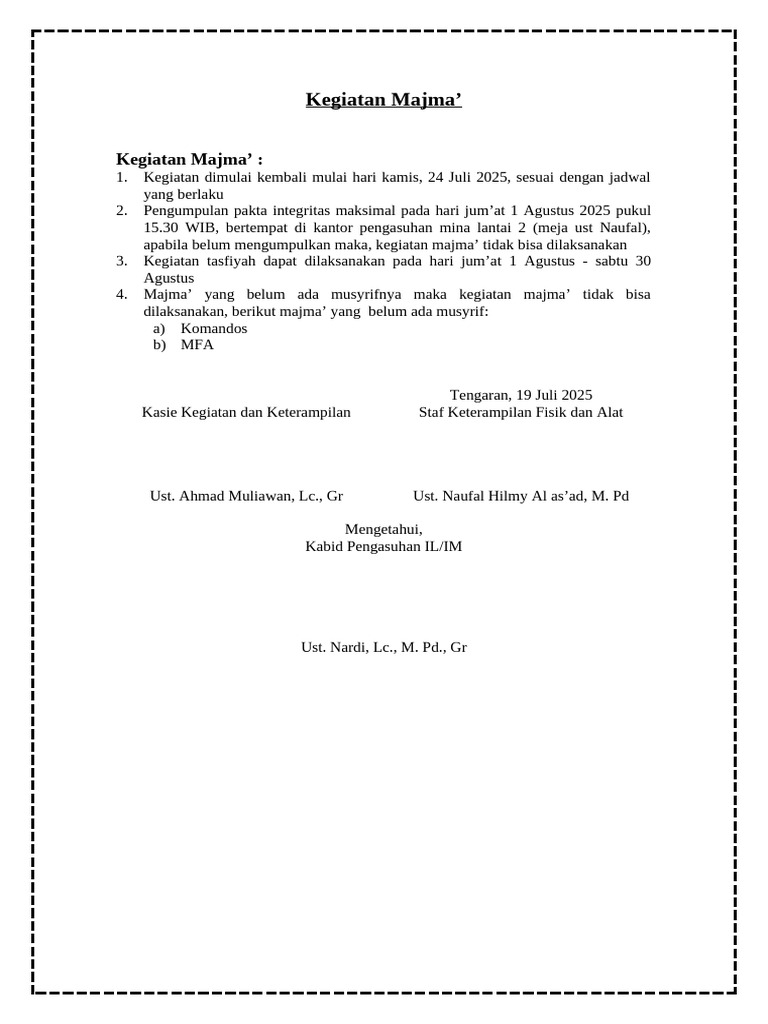 Pengumuman Majma' 2025 - 2026 Terbaru | PDF