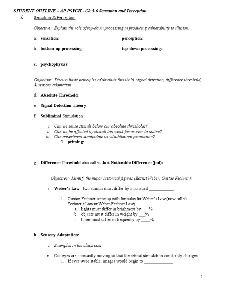 AP Psychology: Sensation & Perception Guide | PDF | Hearing | Perception