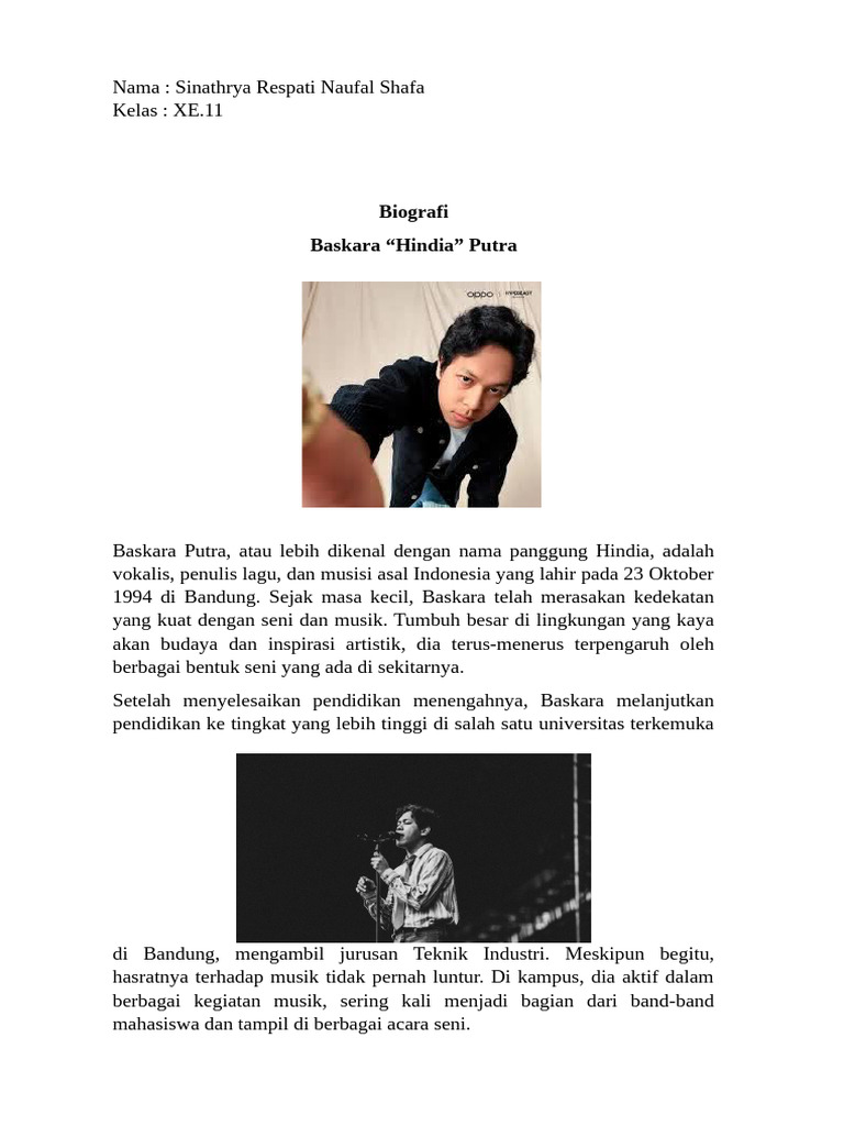 Biografi Baskara "Hindia" Putra | PDF