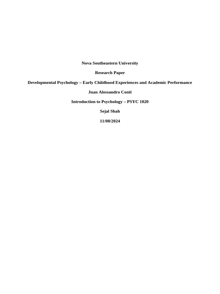 Early Childhood Impact on Academic Success | PDF | Developmental ...