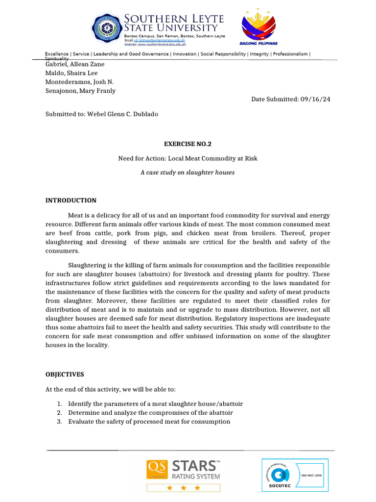 Local Slaughterhouse Safety Assessment | PDF | Slaughterhouse | Animal ...