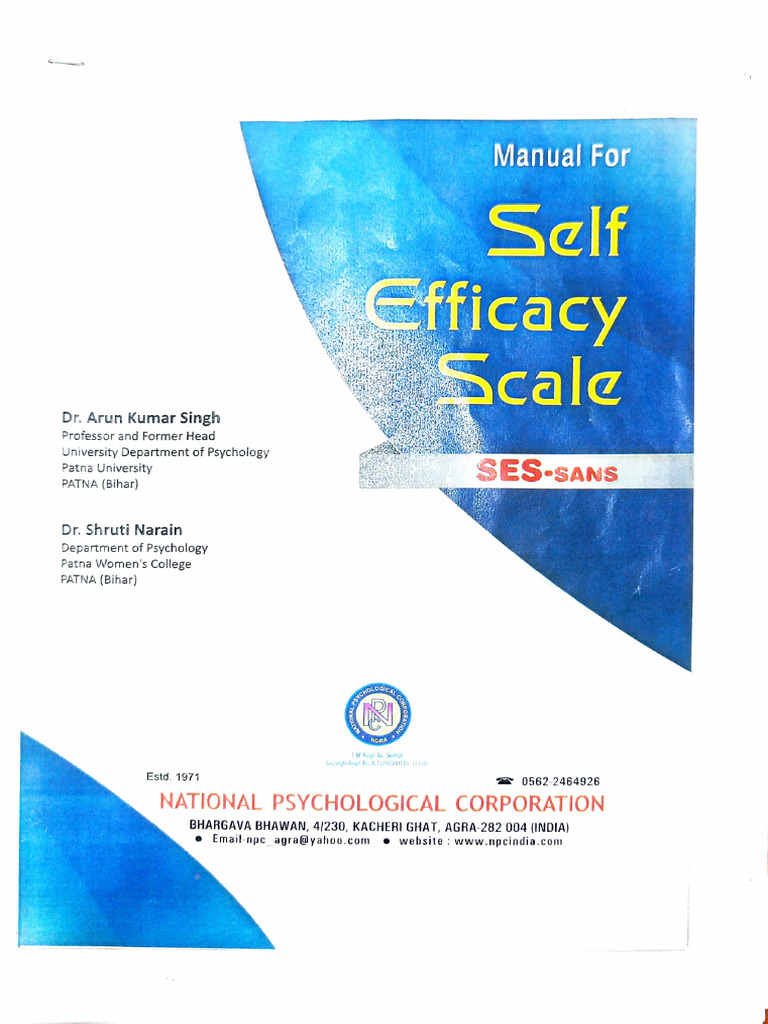 Self Efficacy Scale - Basics To Forensic Psychology - Elective - 2023 | PDF | Self Efficacy ...