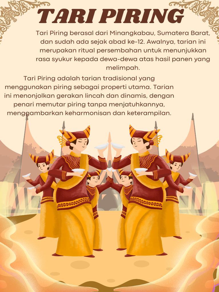 Tari Piring Poster Kesenian Daerah Merah Coklat Ilustratif | PDF