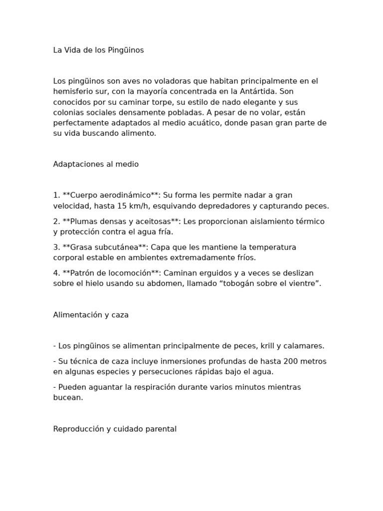 La Vida de Los Pingüinos | PDF