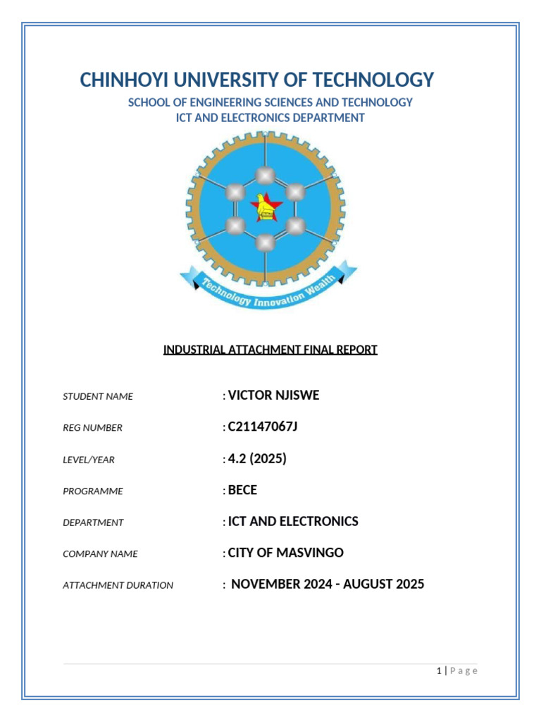 Chinhoyi University Internship Report | PDF | Desktop Computer | Databases