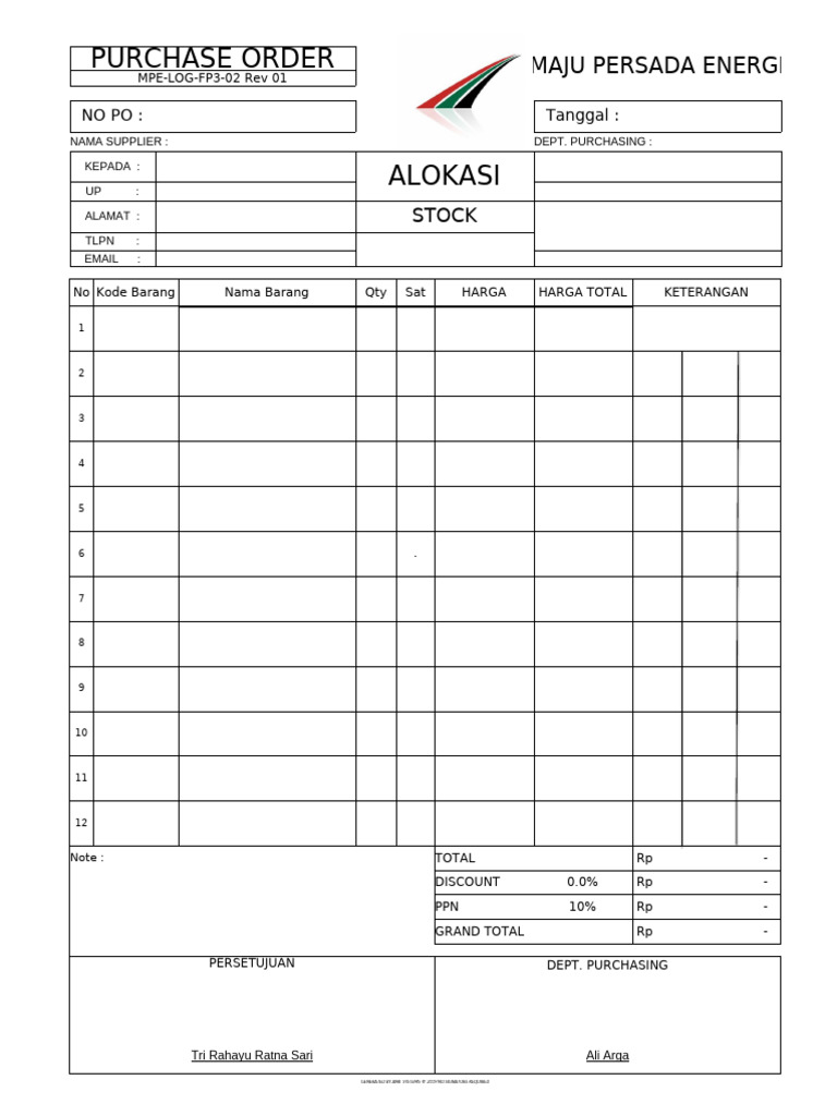 MPE LOG FP3 02 Rev.01 Purchase Order | PDF