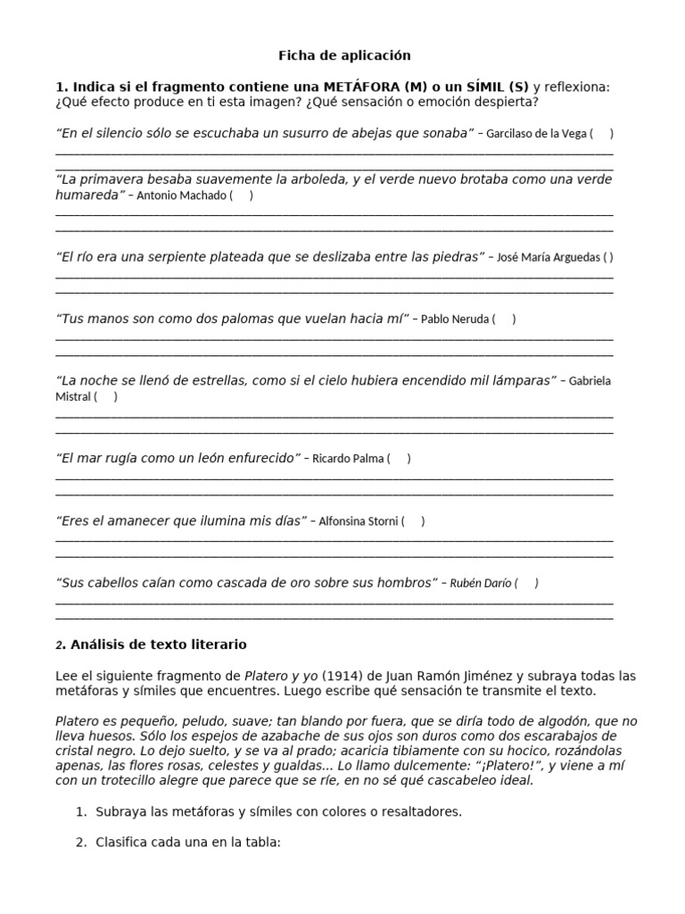 Análisis de metáforas y símiles | PDF