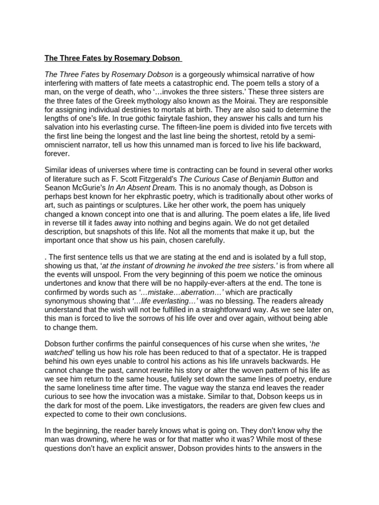 The Three Fates Analysis | PDF | Poetry