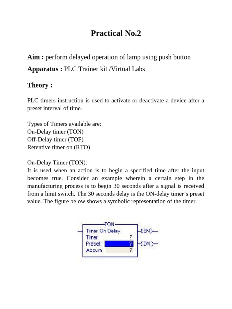 PLC Timer Delay Operation Guide | PDF