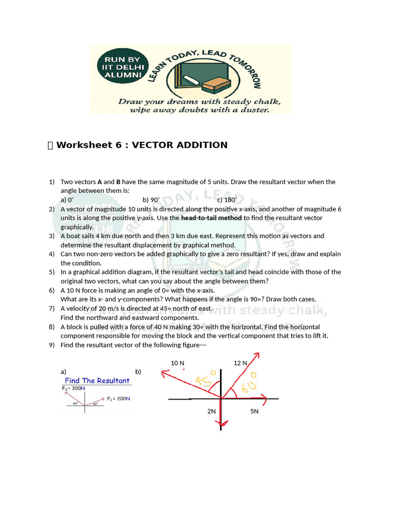 Worksheet 3.1 Vector Addition | PDF