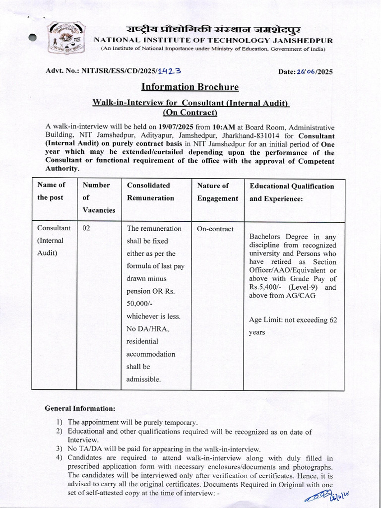 Information Brochure - Walk - in - Interview For Consultant (Internal ...