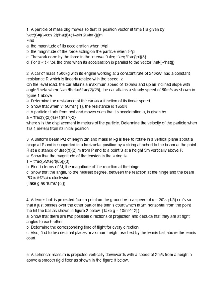 Advanced Level 2025 Centre Regional Mock Pure Mathematics With Mechanics 3 | PDF | Force | Mechanics