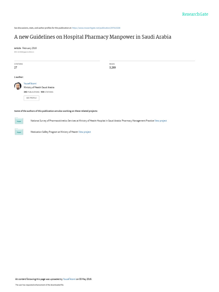 A New Guidelines On Hospital Pharmacy Manpower in | PDF | Pharmacy ...