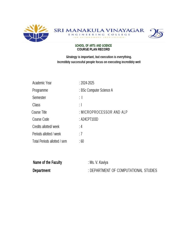 Microcontroller Course Plan I-A | PDF | Input/Output | Binary Coded Decimal