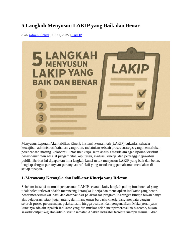 5 Langkah Efektif Susun LAKIP | PDF