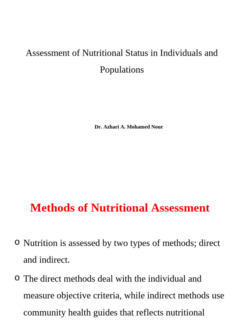 Lecture 2 Ssessment of Nutritional Status | PDF | Body Mass Index | Waist