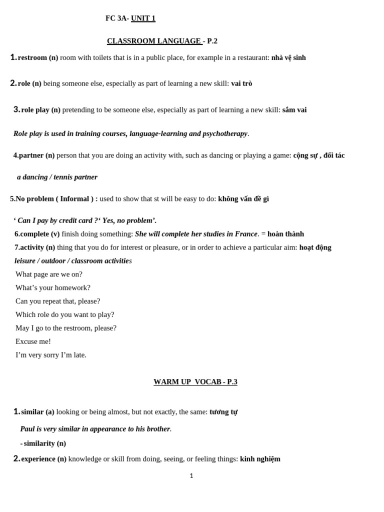 Classroom Language Vocabulary Guide | PDF | Distance Education | Teachers