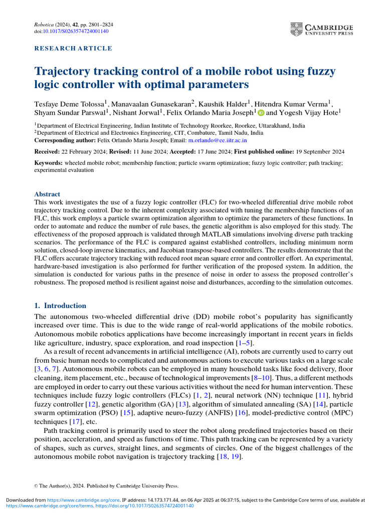 Fuzzy Logic Control for Mobile Robot Tracking | PDF | Control Theory ...