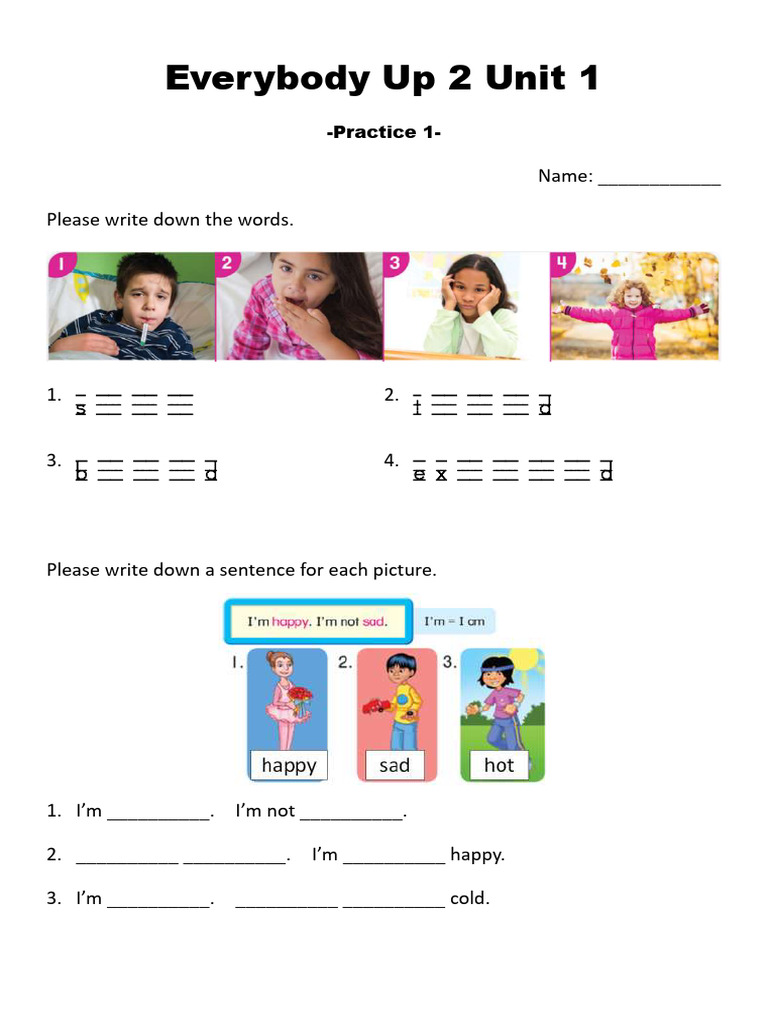 Everybody Up 2 Unit 1 Test 1 | PDF