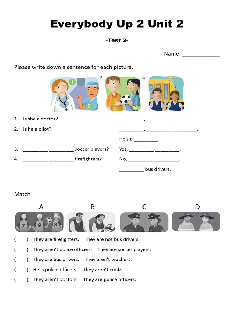 Everybody Up 2 Unit 2 Test 2 | PDF