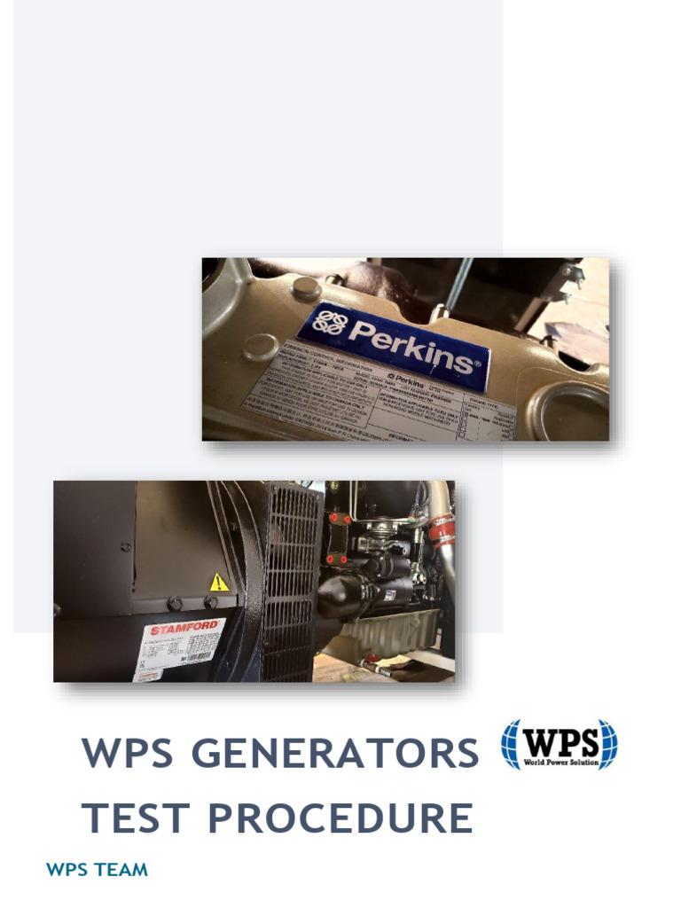 WPS Generator Test Procedure | PDF | Electric Generator | Electronics