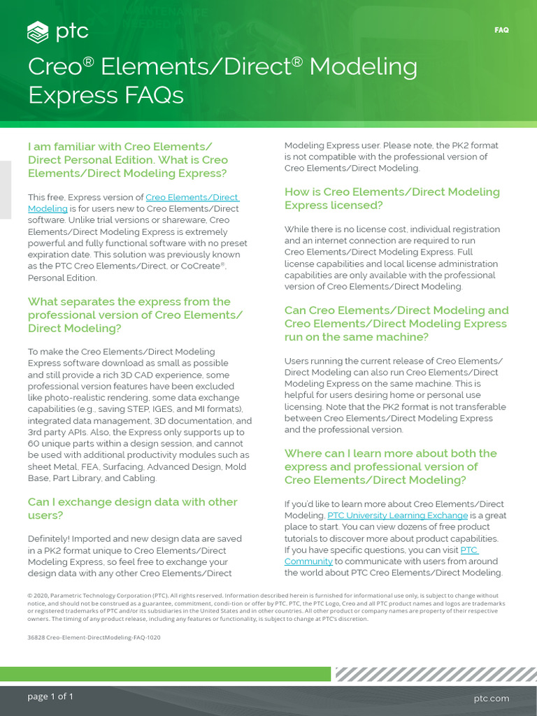 Creo Elements-Direct Modeling Express FAQs | PDF | Computing | Software Engineering