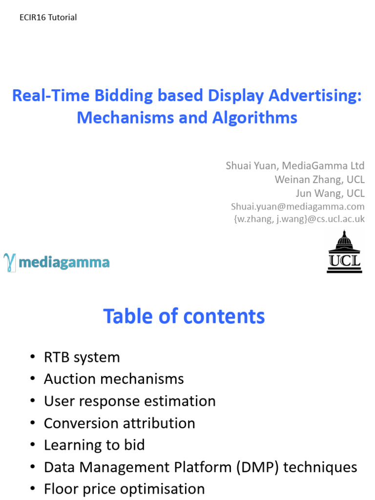 Real Time Bidding Based Display Advertising - Mechanism - Algorithm ...