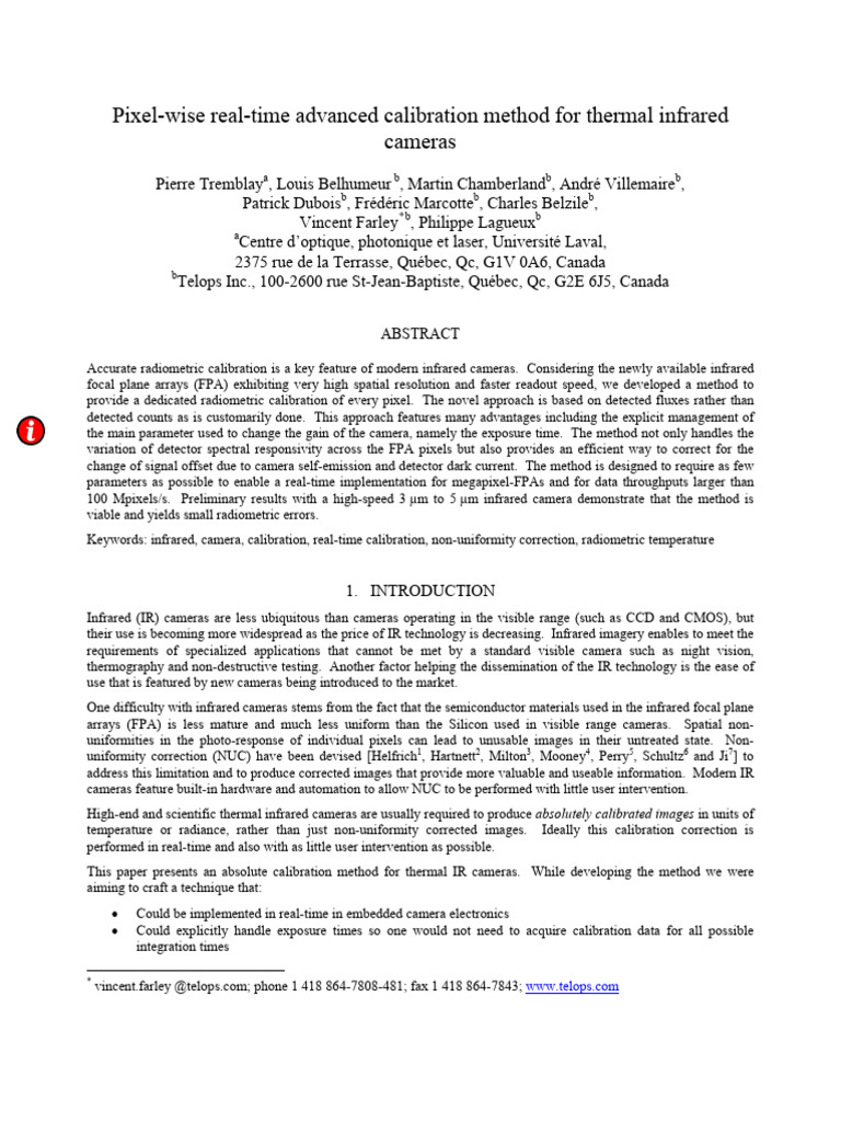 Telops Pixelwise Calibration Permanent | PDF | Thermography | Infrared