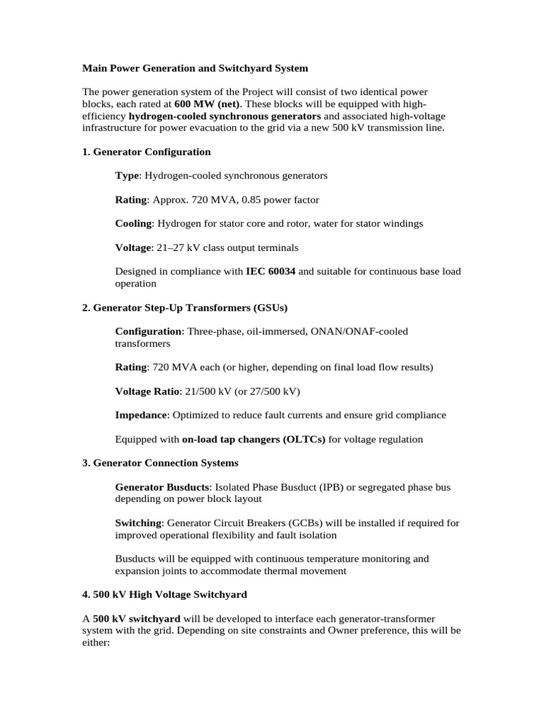 Main Power Generation and Switchyard System | PDF | Transformer | Electrical Grid