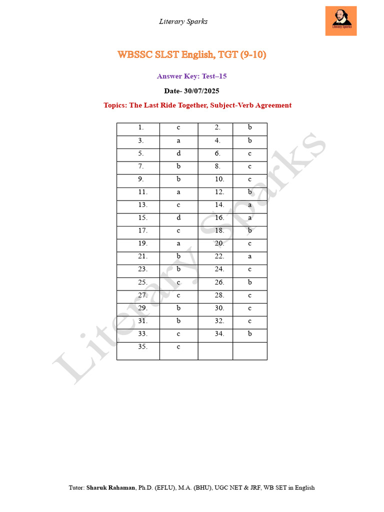 Test 15 Answer | PDF