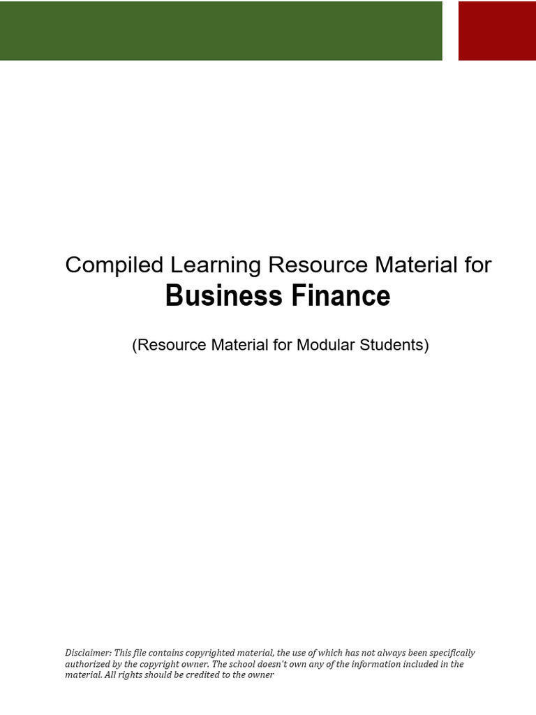 Business Finance Module 1 Overview | PDF | Securities (Finance ...