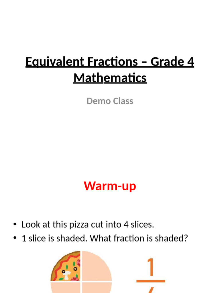 Equivalent Fractions Demo Lesson | PDF
