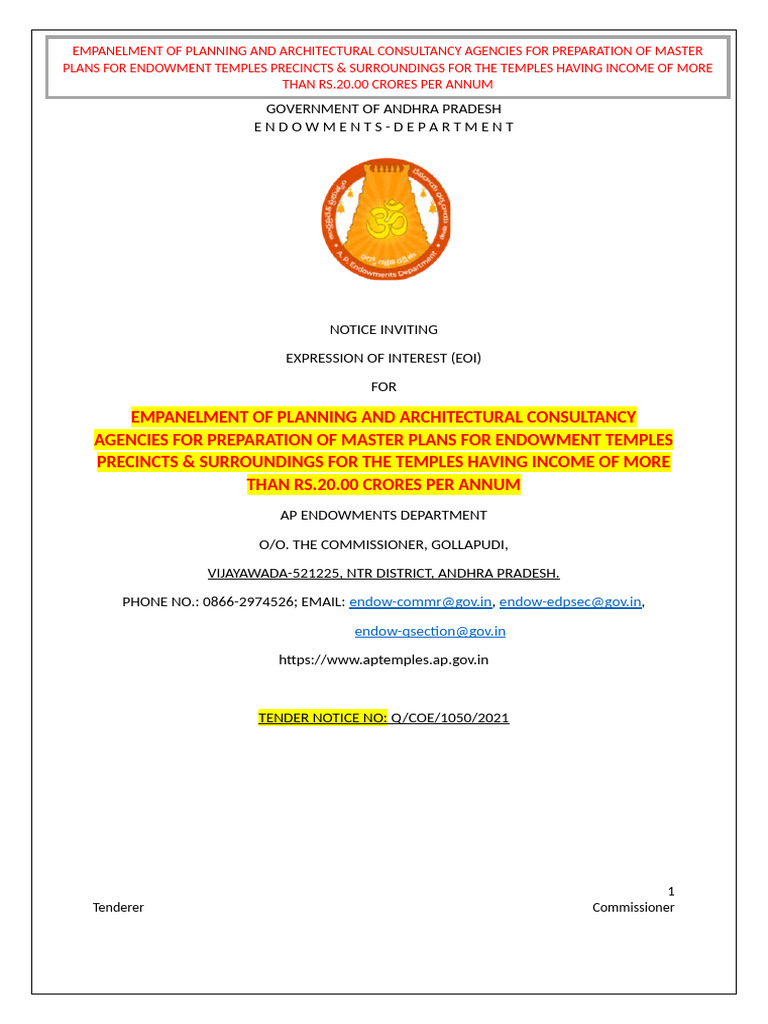 EOI+for+Empanelment+of+Master+Planners Final | PDF