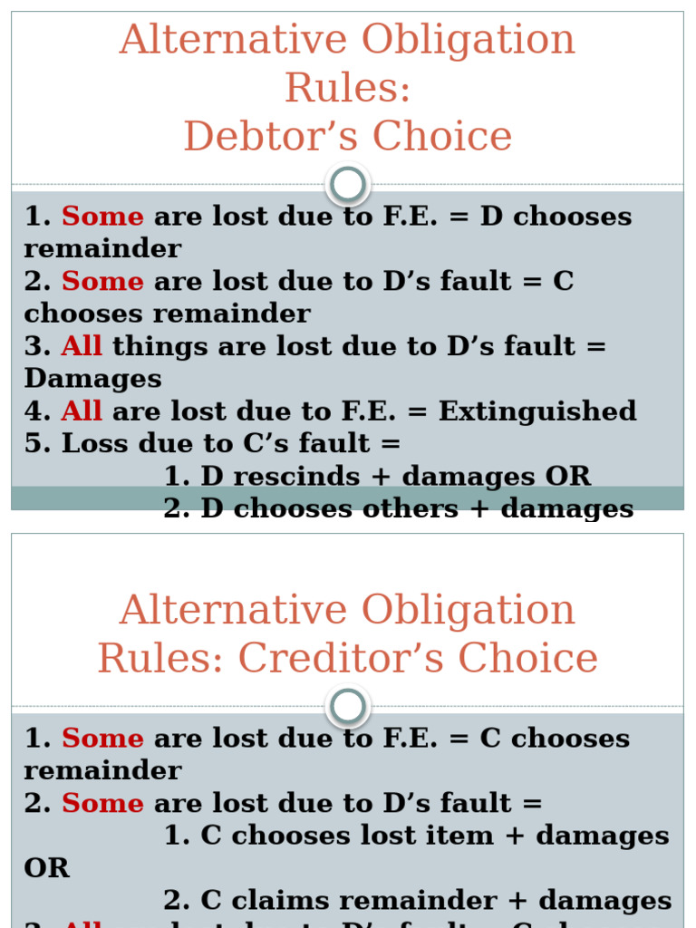 Alternative and Facultative Obligation Rules | PDF