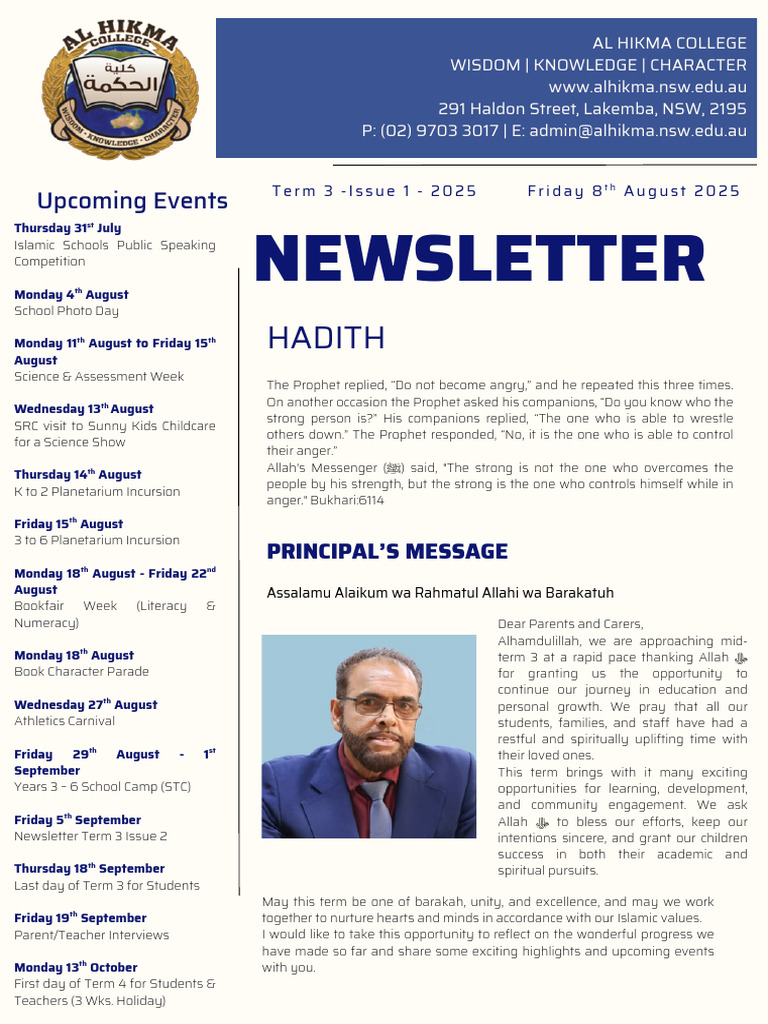 Al Hikma College Term 3 Newsletter 2025 | PDF | Seat Belt | Road ...