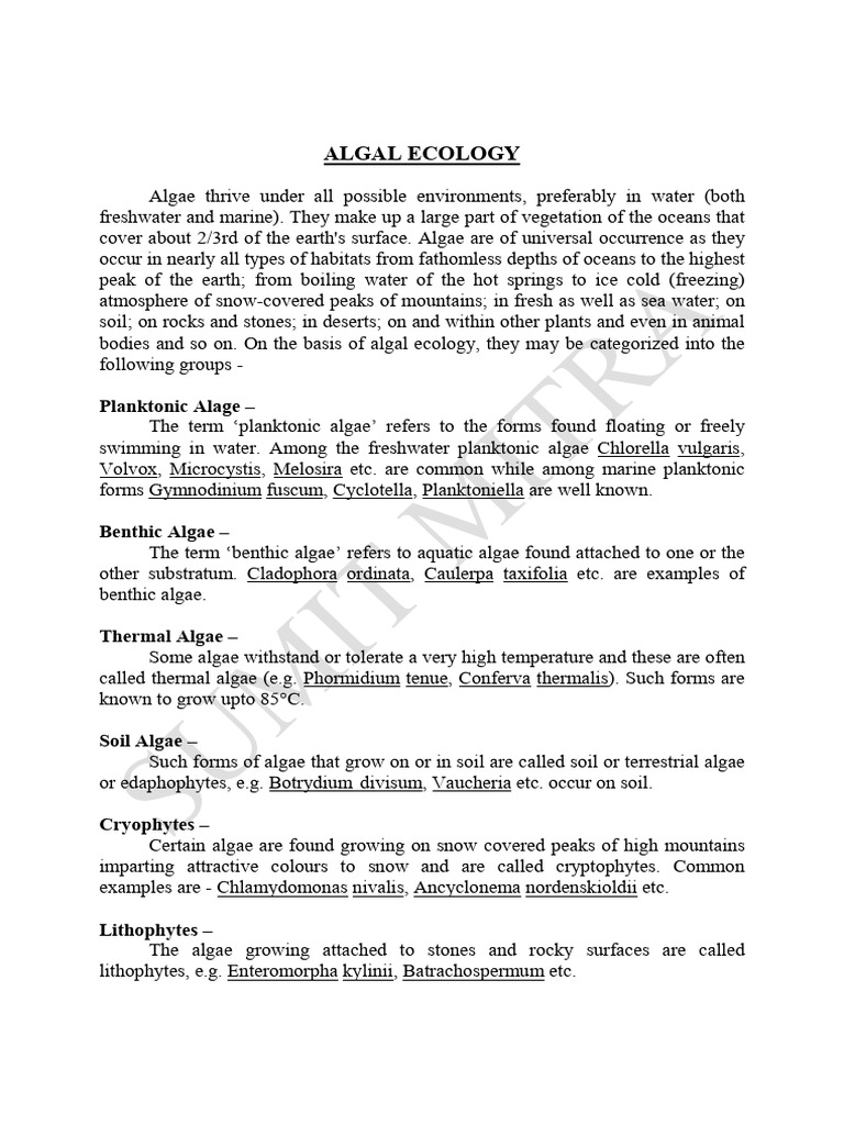 Endozoic Algae in Algal Ecology | PDF | Algae | Plankton