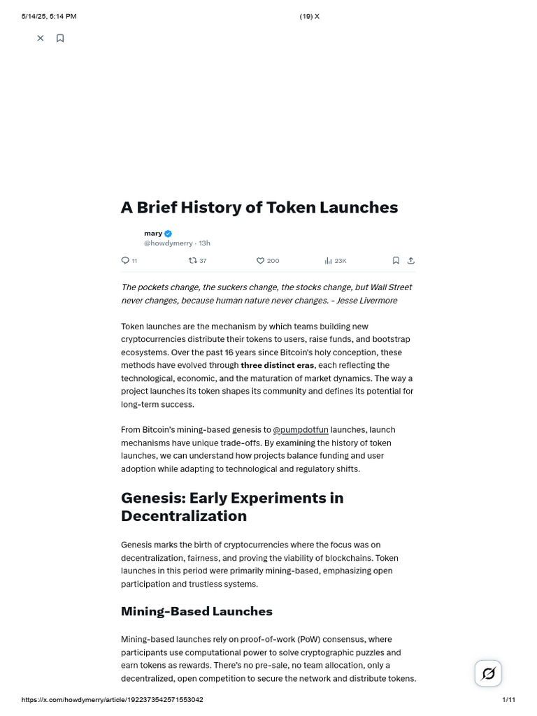 History of Token Launch Mechanisms | PDF | Cryptocurrency | Bitcoin