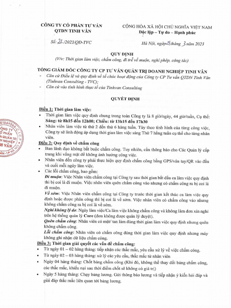 TVC Quydinhchung 2023 | PDF
