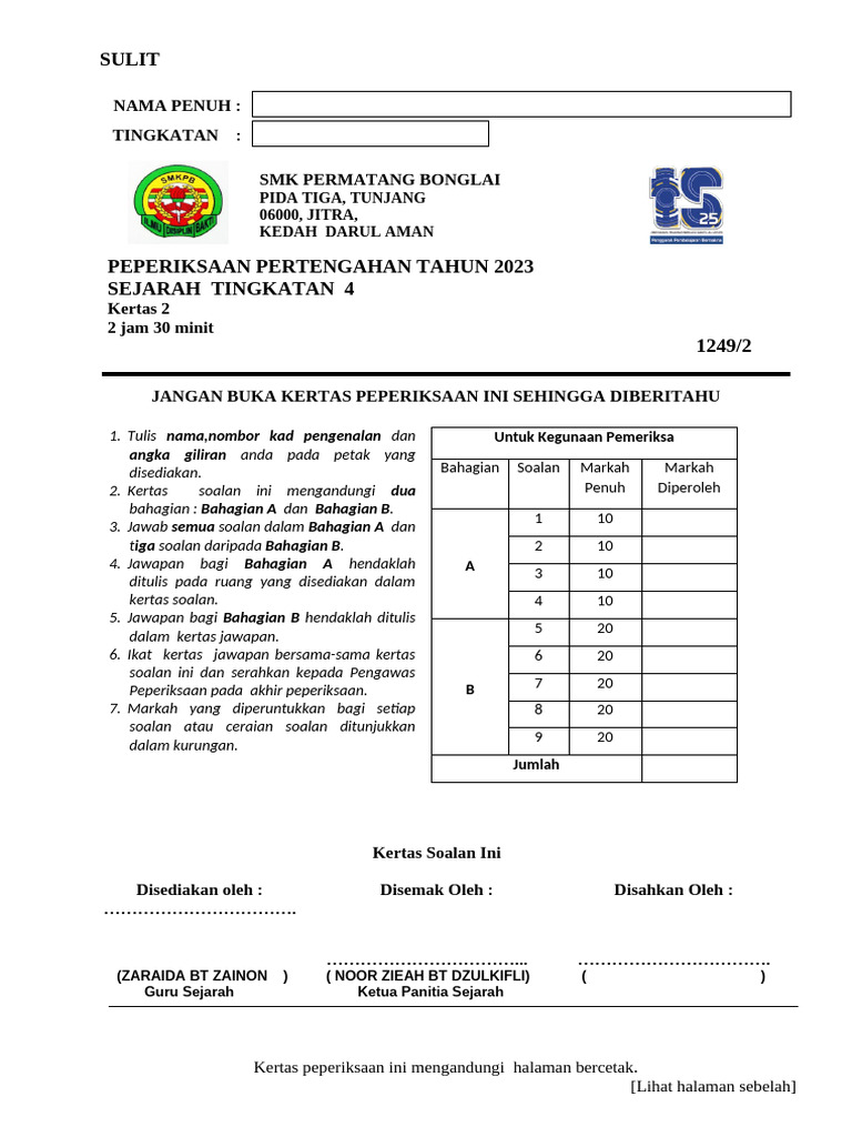 Contoh Cover Muka Depan Menengah Atas | PDF