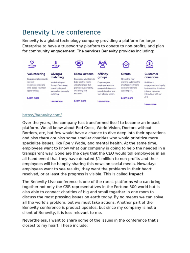 Benevity Live Conference | PDF | Corporate Social Responsibility